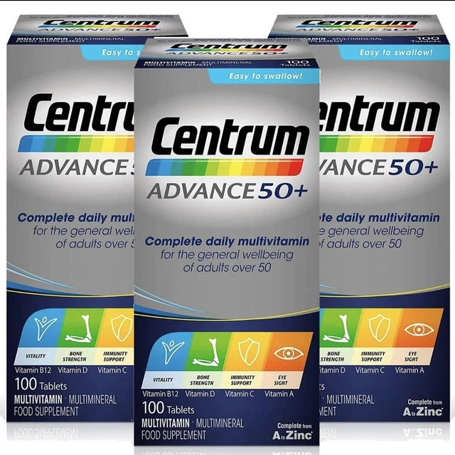 CENTRUM ADVANCE 50 Plus Multivitamin & Mineral Tablets, Pack of 100 X 3 ...