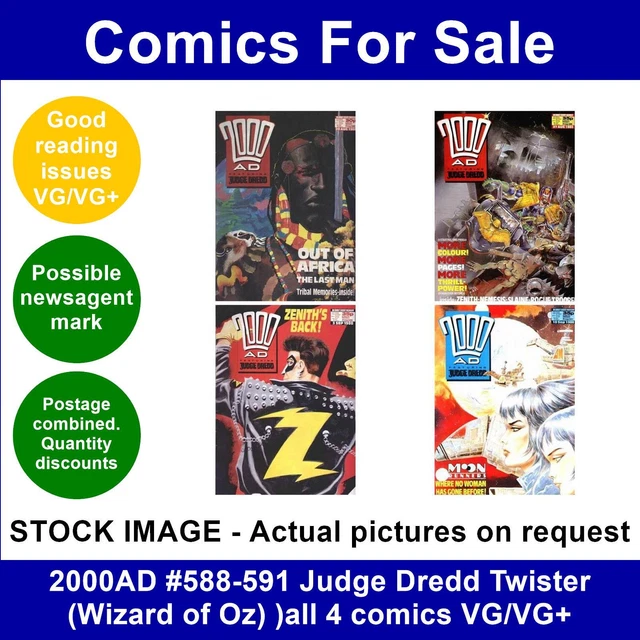 2000AD #588-591 JUDGE Dredd Twister (Wizard of Oz) )all 4 comics VG/VG+ ...