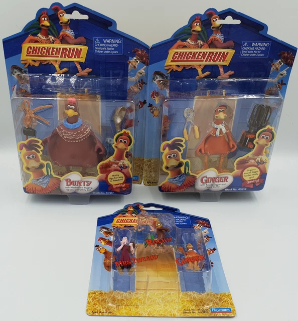 CHICKEN RUN : Bunty, Ginger Figures + Ginger, Rockey & Mrs Tweedy Set ...