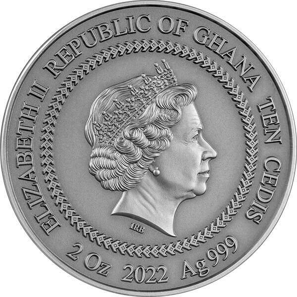 DAVID AND GOLIATH 2oz Antique finish Silver Coin 10 Cedis Republic of ...
