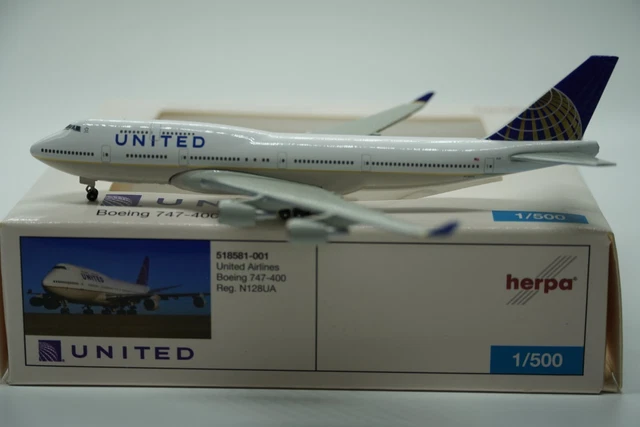 HERPA WINGS 1:500 United Airlines Boeing 747-400 N128UA (518581-001 ...