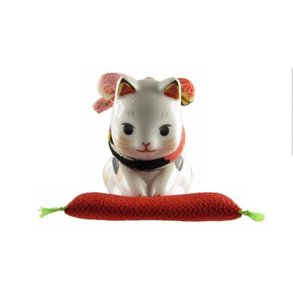 GATTO GIAPPONESE 60MM Reverence Maneki Neko Bobtail Porcellana Made IN ...