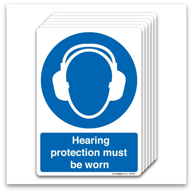 HEARING PROTECTION MUST be worn Vinyl Stickers Mandatory Safety Signs ...