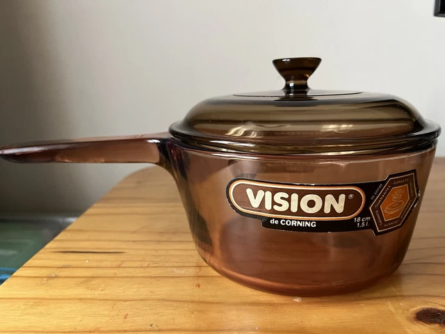 VISION CORNING FRANCE Amber Glass Saucepan | 1.5L £20.39 - PicClick UK