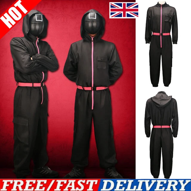 2025 SQUID GAME:PLAYER Guard Cosplay Costume Guard Black Jumpsuit Belt ...