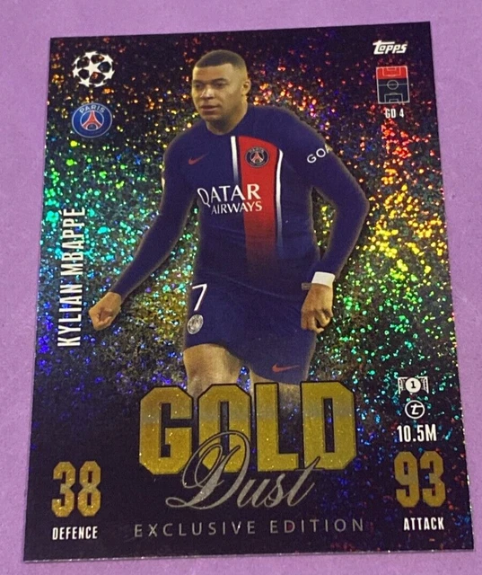 💥 2023-24 TOPPS MATCH ATTAX KYLIAN MBAPPE #GD4 GOLD DUST EXCLUSIVE ...
