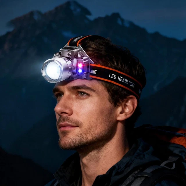 -POWERFUL LED HEADLAMP Motion Sensor Headlight Rechargeable COB ...