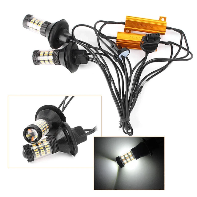 PAIR 3156 DUAL Color 4014 60SMD DRL Switchback LED Turn Signal Light ...