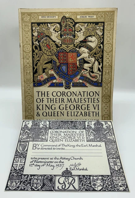 OFFICIAL KING GEORGE VI Coronation Programme + Invitation 12/05/1937 £ ...