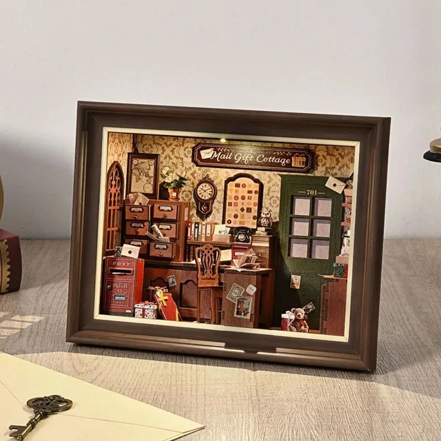 POST OFFICE BOOK Nook 3D Wooden DIY Kit LED Bookshelf Insert Diorama £ ...