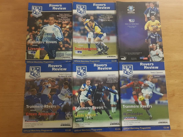 TRANMERE ROVERS FC programmes 2000-01 Cups League £5.00 - PicClick UK