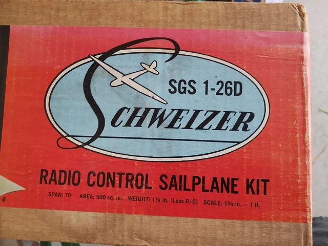 SCHWEIZER SGS 1-26D Radio Control Balsa Model Sailplane Kit Sterling ...