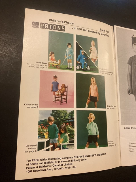 VINTAGE PATONS BEEHIVE Children’s Choice Knitting Patterns Booklet No ...