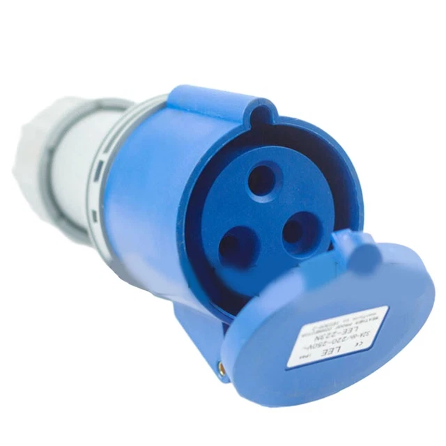 16A 3PIN BLUE Waterproof Industrial Plug And Socket Male/Female IP44 2P ...