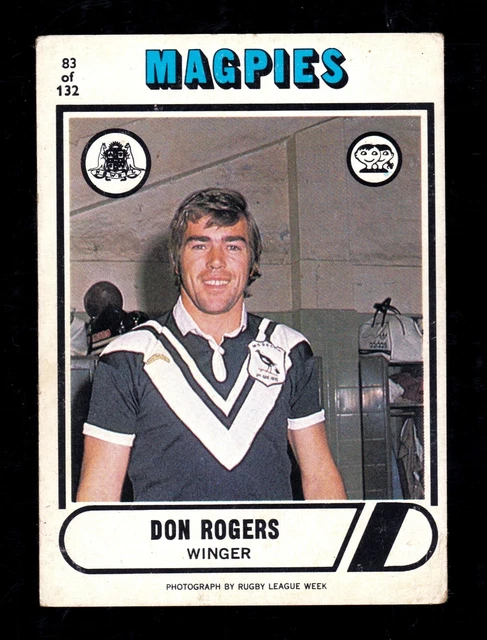 1976 SCANLENS NRL RUGBY LEAGUE CARD #83 Don Rogers Western Suburbs ...
