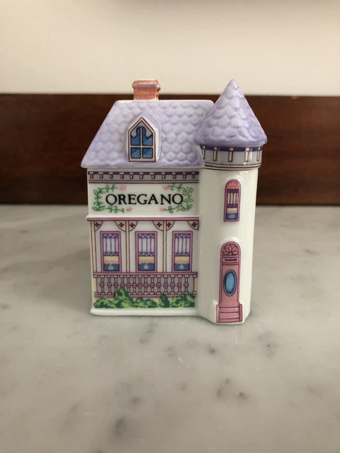 VINTAGE 1989 THE Lenox Spice Village Oregano House Porcelain Jar & Lid ...