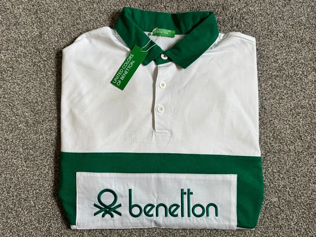 RARE NEW + Tag Official Benetton Retro Vintage Style Logo Rugby Shirt ...