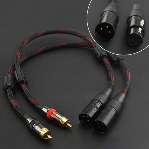 PAIR HIFI COPPER RCA to XLR Female / Male Audio Signal Cable for MIC ...