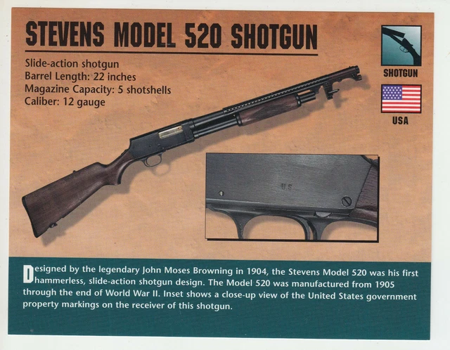 STEVENS MODEL 520 SHOTGUN 12 Gauge Slide-Action Gun Classic Firearms ...