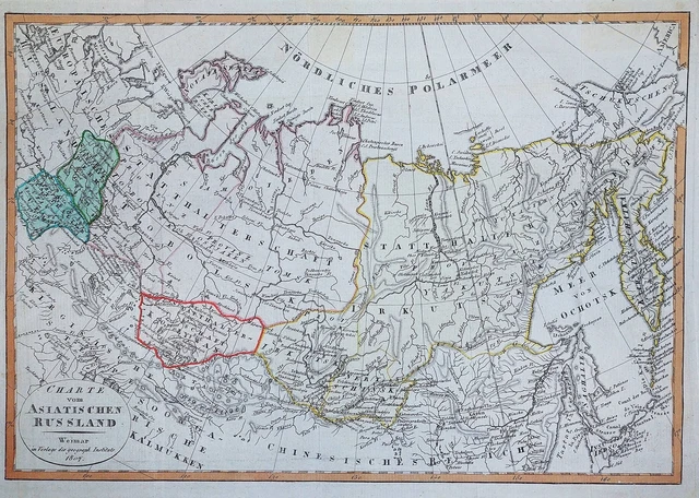 RUSSIE SIBERIA RUSSIAN Far East Kamtchatka Map Carte Gravure sur Cuivre ...