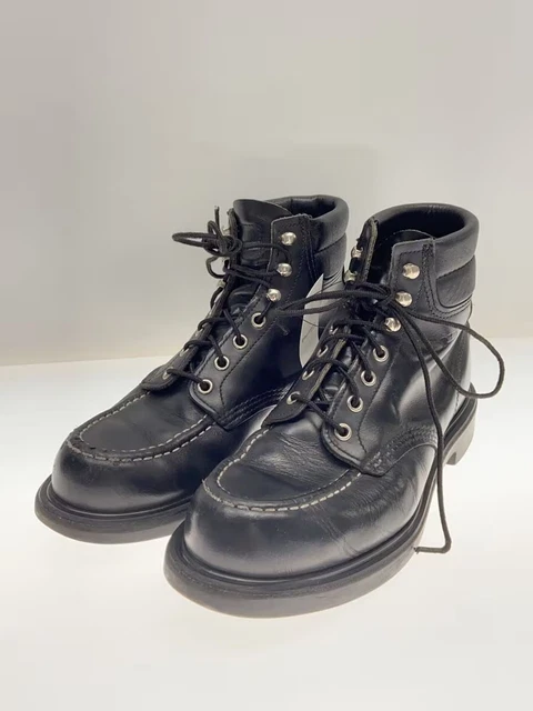 RED WING LACE-UP Boots Super Sole Mock Toe Leather 8133 US8.5 Black £ ...