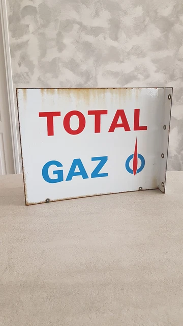 ANCIENNE PLAQUE TÔLE émaillée publicitaire Total Gaz EUR 69,00 ...