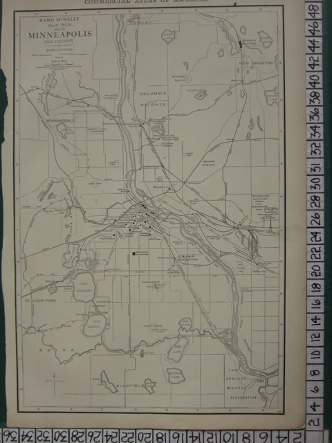 1922 LARGE AMERICA Map ~ Minneapolis City Plan Vicinity Parks Lines ...