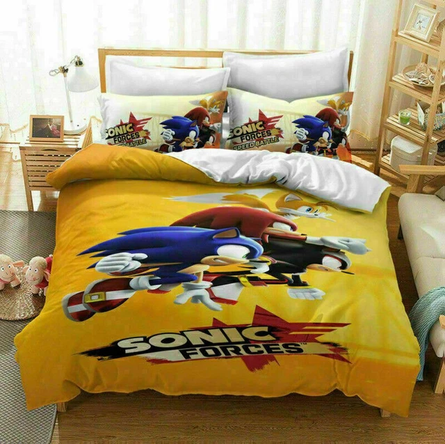 SONIC THE HEDGEHOG Cartoon #3 Quilt Duvet Cover Set Single Soft King ...