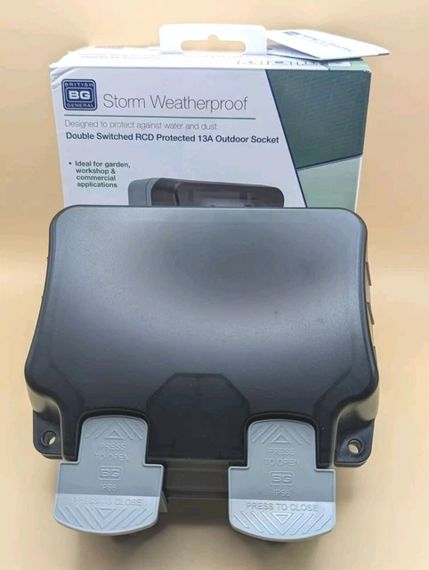 BG STORM WEATHERPROOF Double Switched Rcd Protected 13A Outdoor Socket ...