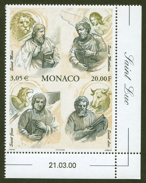 MONACO SC# 2160, Saints Marc Matthieu Jean & Luc, Lg. Timbre, VF/XF MNH ...