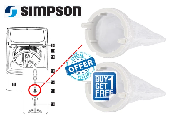 SIMPSON WASHING MACHINE Lint Filter Bag EZISET 0564257398 0081203001 ...