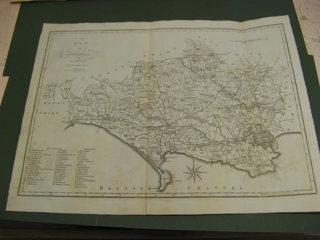 100% ORIGINAL ANTIQUE Large Dorsetshire Map By John Cary Poole Purbeck ...