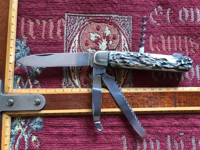 COUTEAU ANCIEN BONSA pompe BONTGEN & SABIN chasse antique knife ...