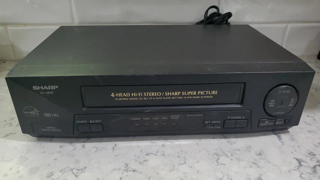 SHARP VC-H810 VHS VCR Recorder 4-Head Hi-Fi Stereo 19 micron Super ...