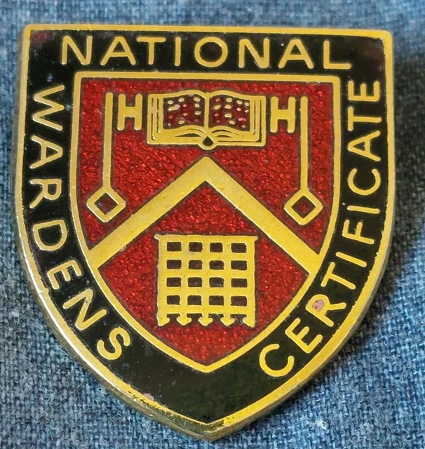 VINTAGE NATIONAL WARDENS CERTIFICATE Enamel Pin Badge Civil Defence/ARP ...