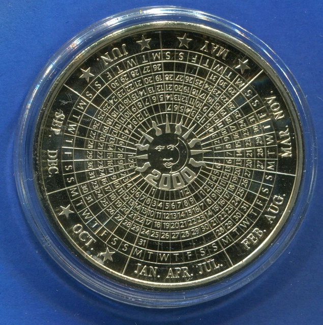2000 EUROPA KALENDER von 2000 Neusilber in PP 32 g 40 mm mit Zertifikat ...