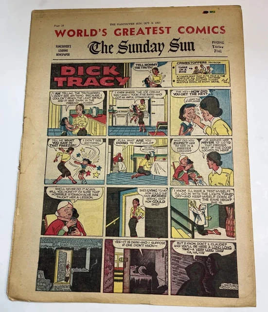 VINTAGE OCT 5, 1957 The Sunday Sun Complete Comic Section 24 Coloured ...