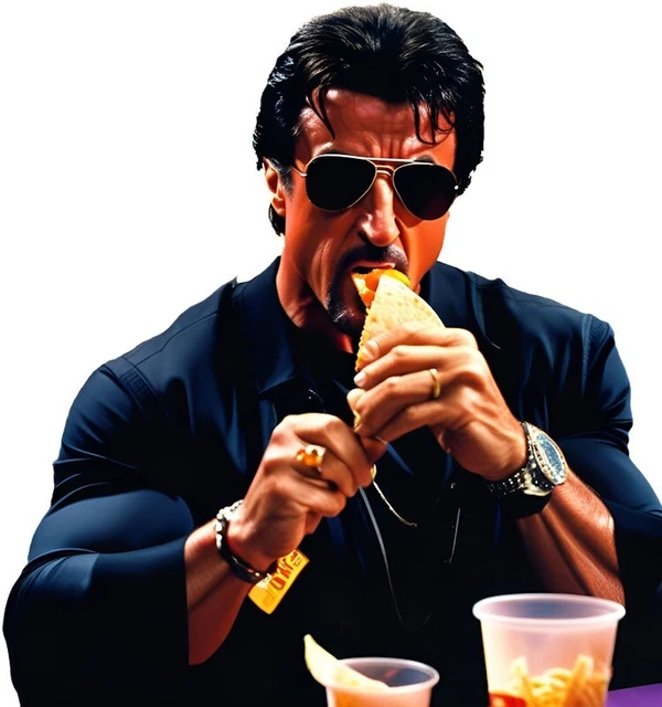 SYLVESTER STALLONE AS Demolition Man Eating Taco Bell Inspired Fan Art ...