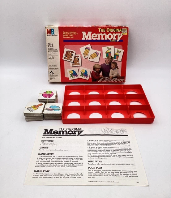 THE ORIGINAL MEMORY Card Matching Game COMPLETE Milton Bradley Cards ...