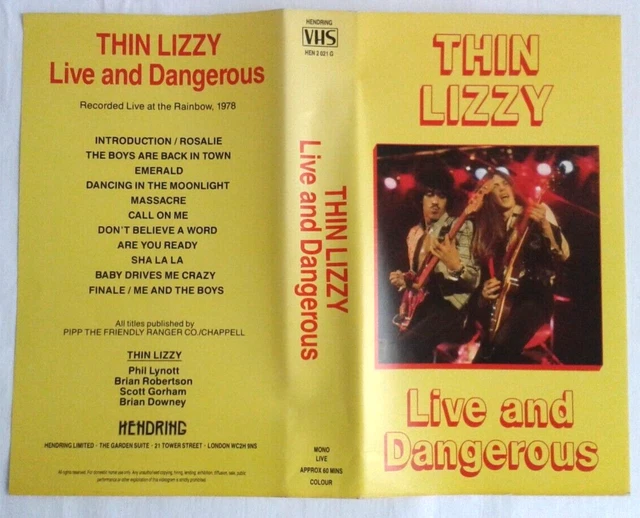 VHS VIDEO. Thin Lizzy Live And Dangerous Live Rainbow 1978 Rock £9.03 - PicClick UK