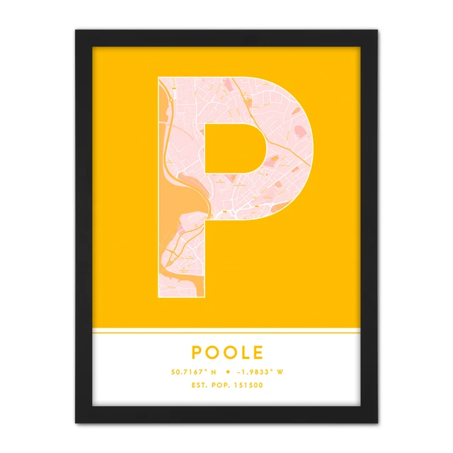 POOLE ENGLAND UNITED Kingdom City Map Typography Framed Wall Art Print ...