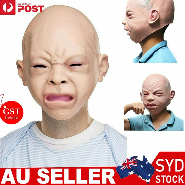 SCARY CRY BABY Crying Head Halloween Party Mask Latex Cosplay Costume ...