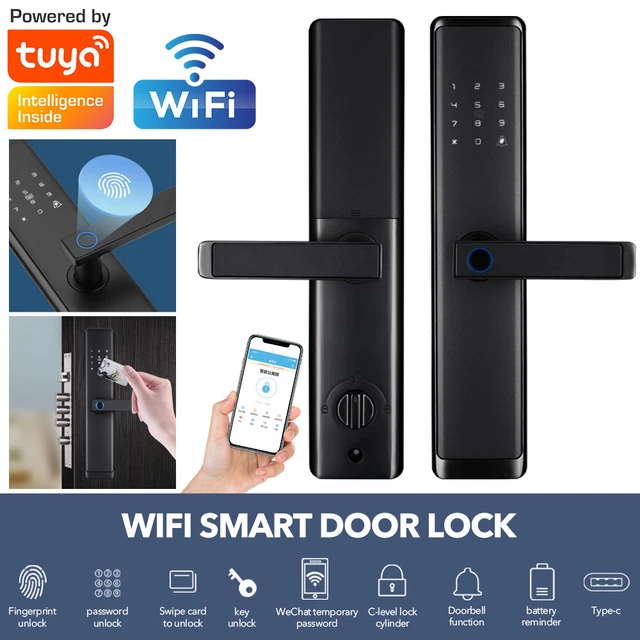 ELECTRONIC SMART DOOR Lock APP Biometric Fingerprint Password Key Home ...