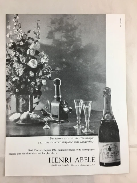 CHAMPAGNE HENRI ABELÉ Ancienne Publicité presse papier magazine French ...
