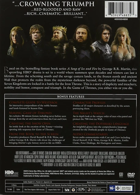 GAME OF THRONES: Season 1 (DVD) Sean Bean Mark Addy Nikolaj Coster ...