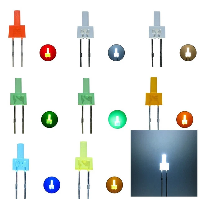 FLASHING LED 2MM Tower Diffuse LED Self Flashing Flash Light Colors ...