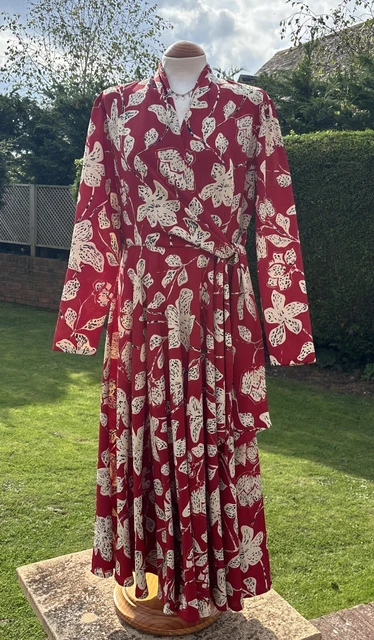 JAEGER RED FLORAL Dress Size 14 Faux Wrap Style £30.00 - PicClick UK