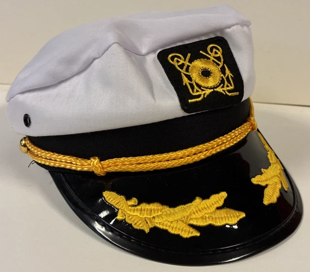 ADULT YACHT BOAT SHIP SAILOR CAPTAIN COSTUME HAT Cap NAVY MARINE ...