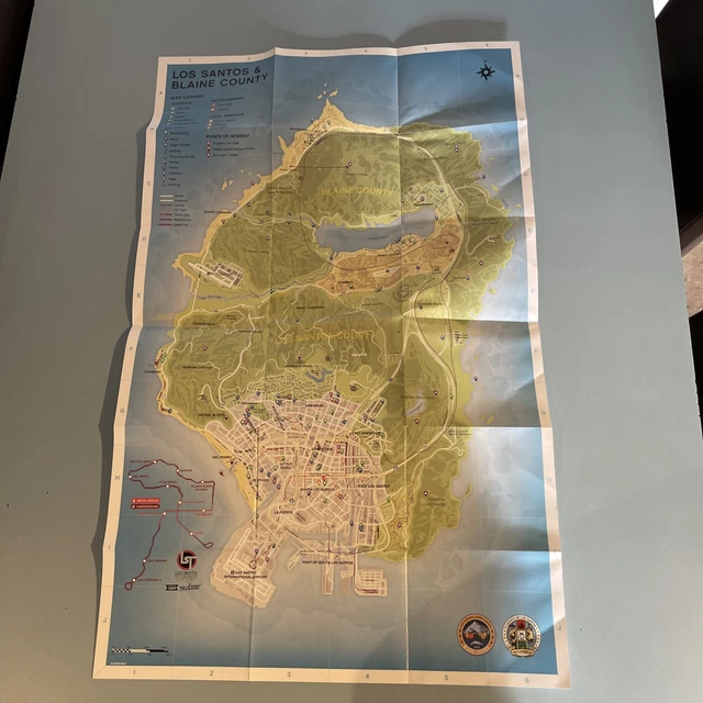 GRAND THEFT AUTO V GTA 5 Poster Map Official GTA Poster Los Santos ...