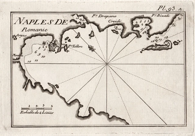 NAUPLION NAUPLIA NAUPLIO Peloponneso Grecia mappa mappa Roux 1816 EUR ...